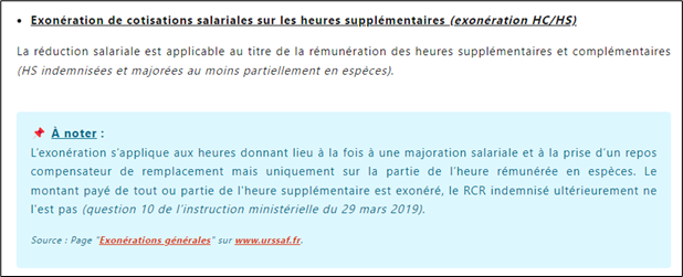 . FAQ Exonération HS / HC – Silae Paie