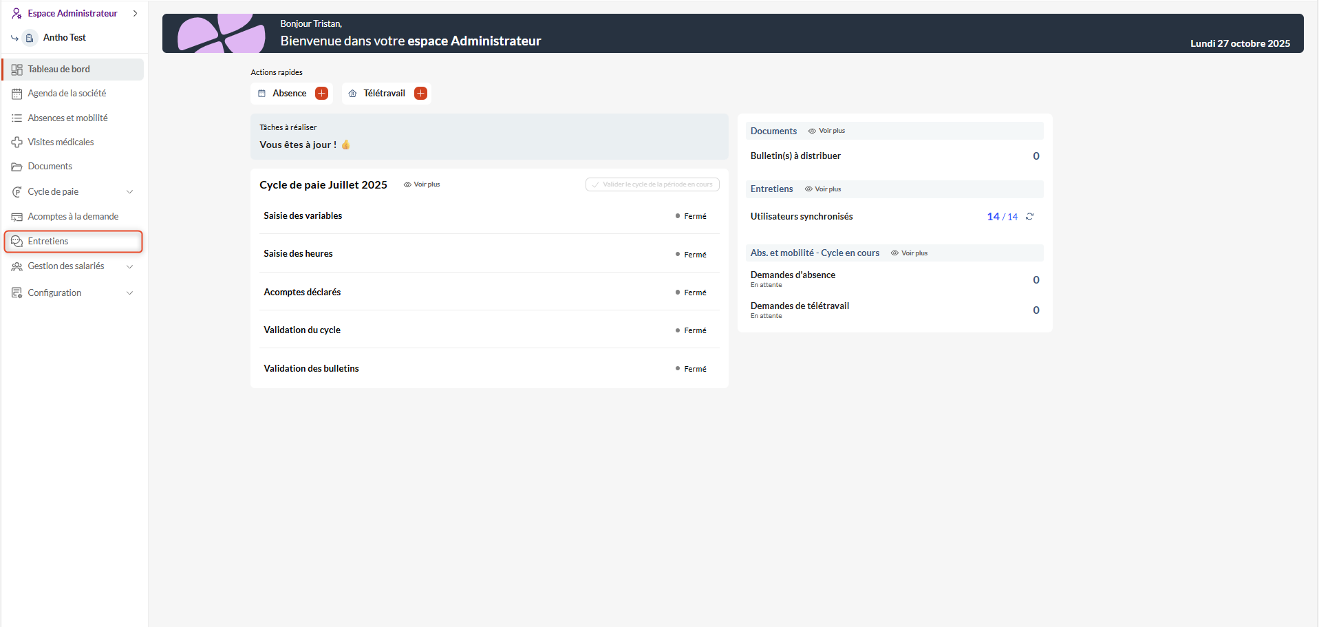 Entretiens : Administrer le module – My Silae